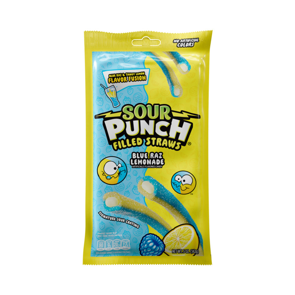 Sour Punch Ropes Blue Raspberry Filled Straws Peg bag 5oz (142g ...